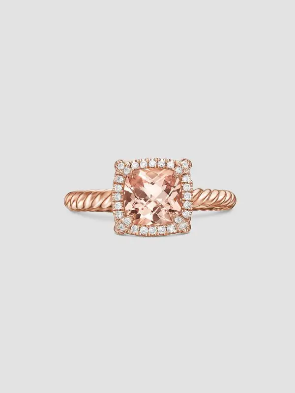 David Yurman Petite Chatelaine Pavé Bezel Ring In 18k Rose Gold - Morganite