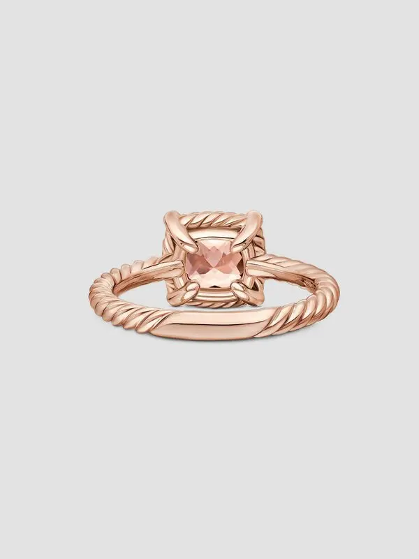 David Yurman Petite Chatelaine Pavé Bezel Ring In 18k Rose Gold - Morganite