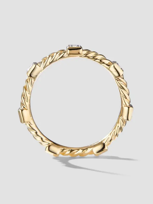 David Yurman Cable Collectibles Stations Stack Ring In 18k Yellow - Gold