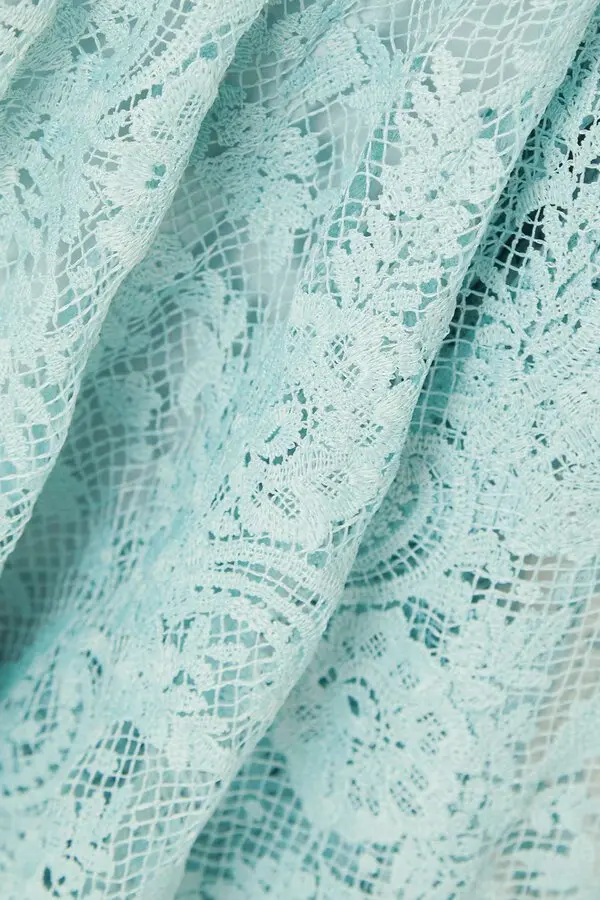Erdem Melora Asymmetric Ruffled Satin-Trimmed Recycled-Lace Midi Dress -  Sky Blue | Editorialist