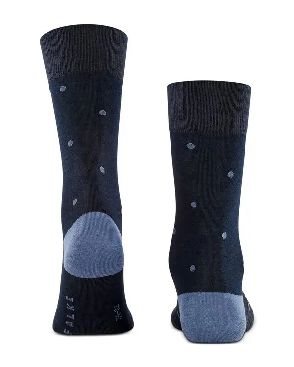 Falke Mercerized Cotton & Nylon Dot Dress Socks - Dark Navy