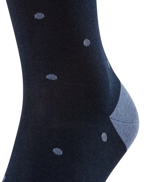 Falke Mercerized Cotton & Nylon Dot Dress Socks - Dark Navy
