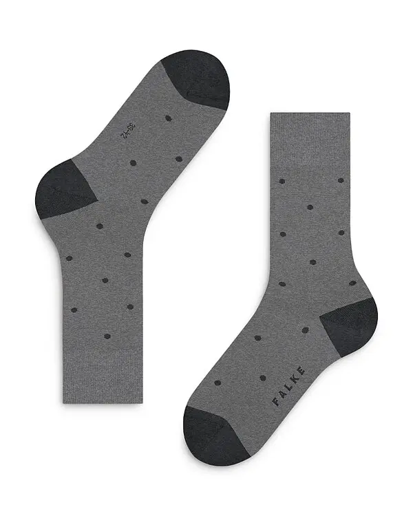 Falke Mercerized Cotton Blend Dot Dress Socks - Steel Melange