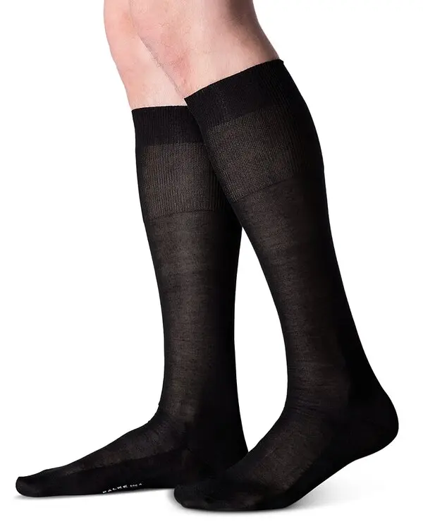 Falke No. 4 Silk & Nylon Knee High Dress Socks - Black