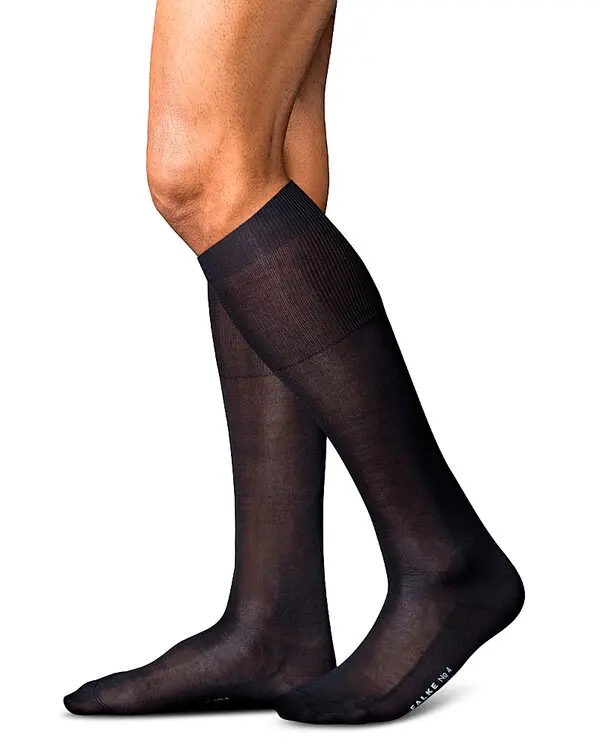 Falke No. 4 Silk & Nylon Knee High Dress Socks - Dark Navy