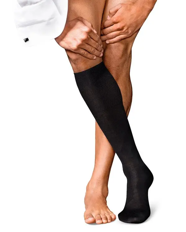 Falke No. 6 Merino Wool, Silk & Nylon Knee High Socks - Black