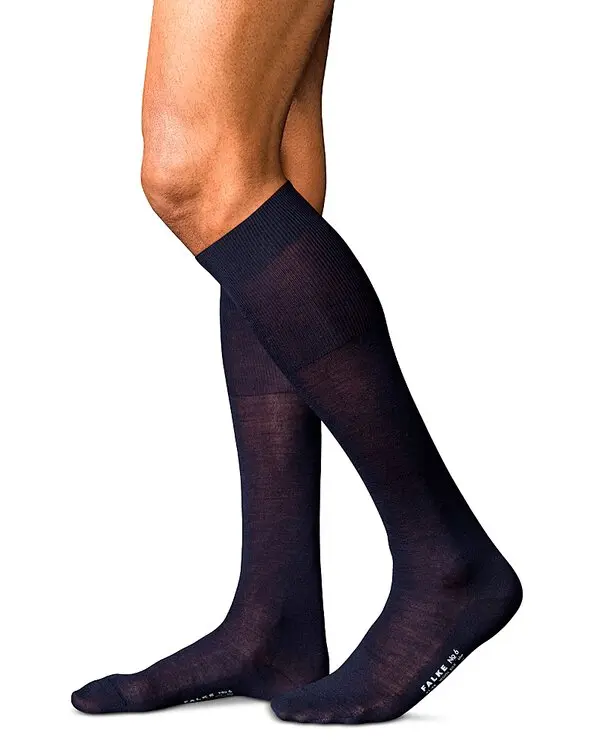 Falke No. 6 Merino Wool, Silk & Nylon Knee High Socks - Dark Navy