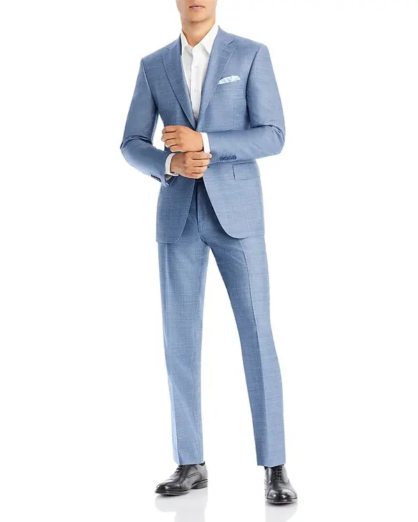 Canali Siena Classic Fit Sharkskin Suit - Light Blue