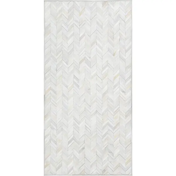 SOLO RUGS Meir Genuine Calf Hair Area Rug - Ivory