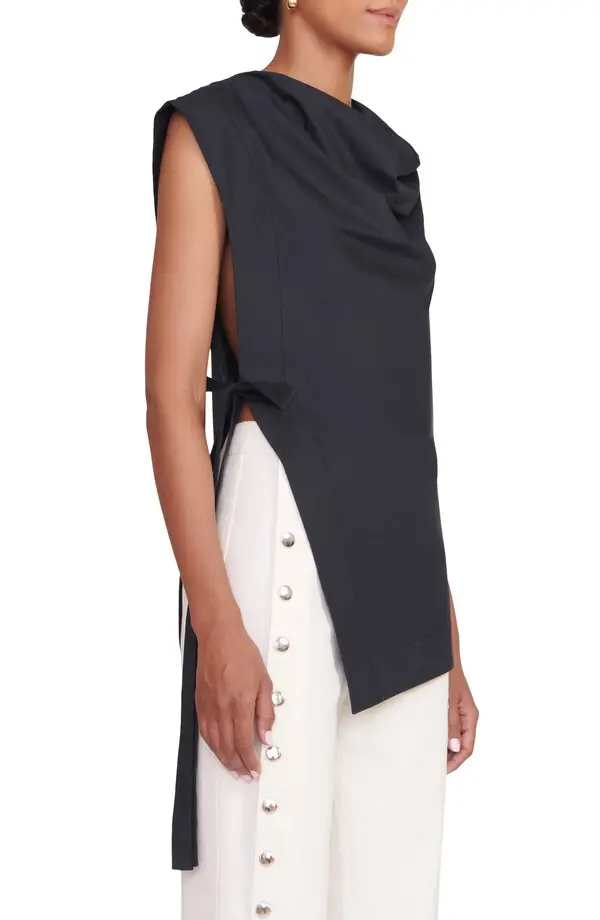 Staud Sawyer Asymmetric Cowl Neck Top