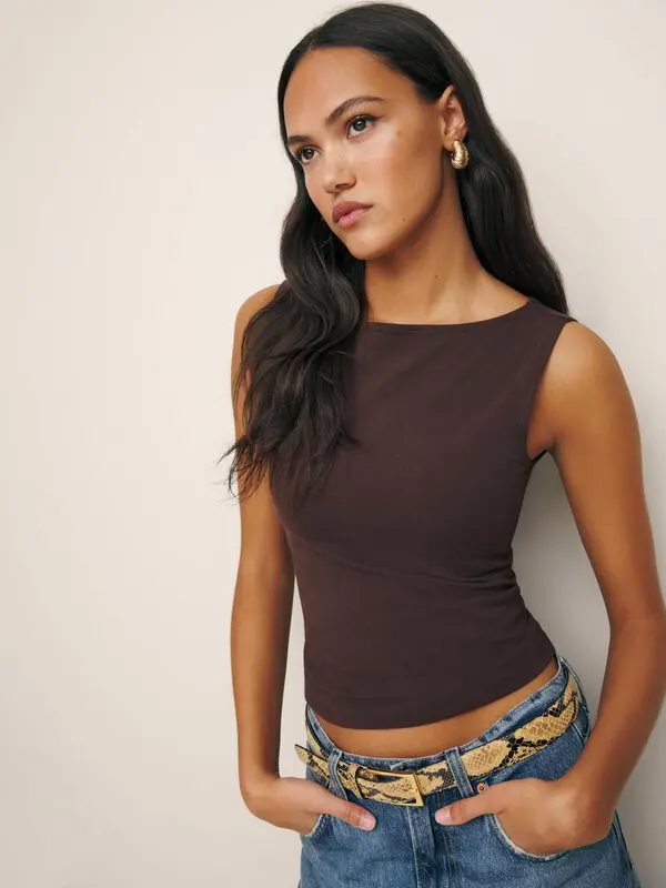 REFORMATION Dusk Knit Top - Brown