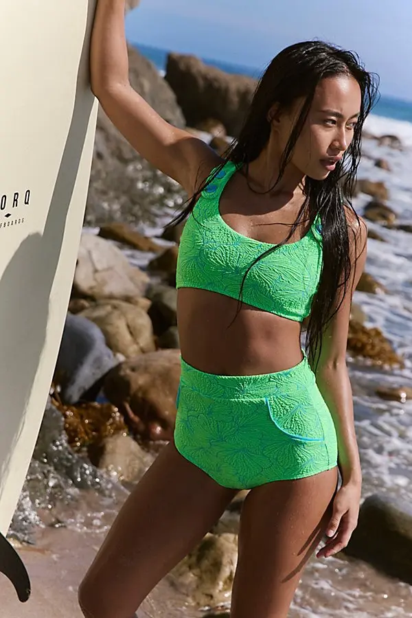 SELEZZA High-waisted Surf Bottoms - Neon Verdant