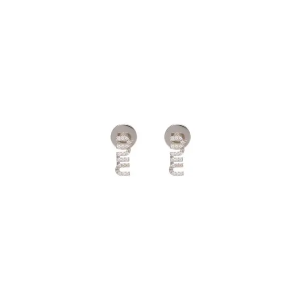 Miu Miu Metal Earrings With Crystals - Steel/crystal