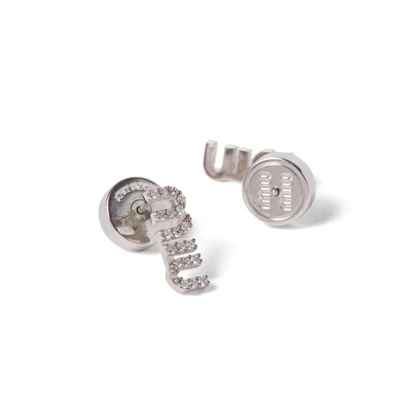 Miu Miu Metal Earrings With Crystals