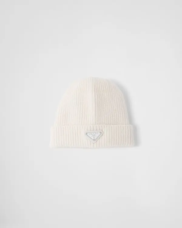 Prada Wool And Cashmere Beanie - White