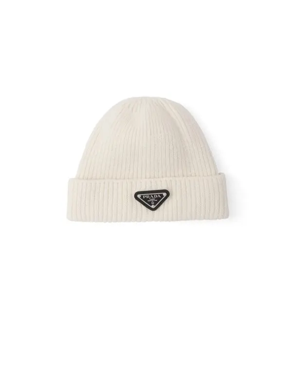 Prada Wool And Cashmere Beanie - White