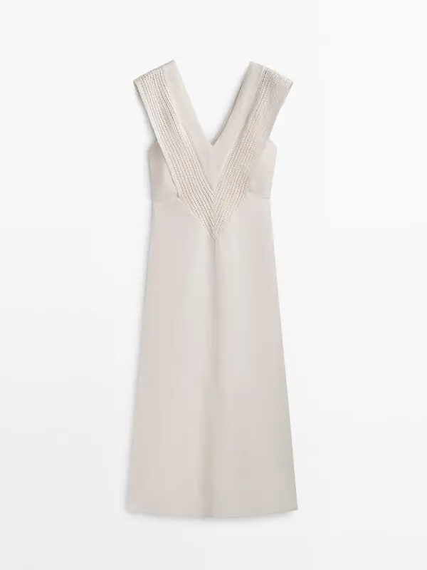 Massimo Dutti Long Dress With Crochet Detail In White - 40% Off |  Editorialist