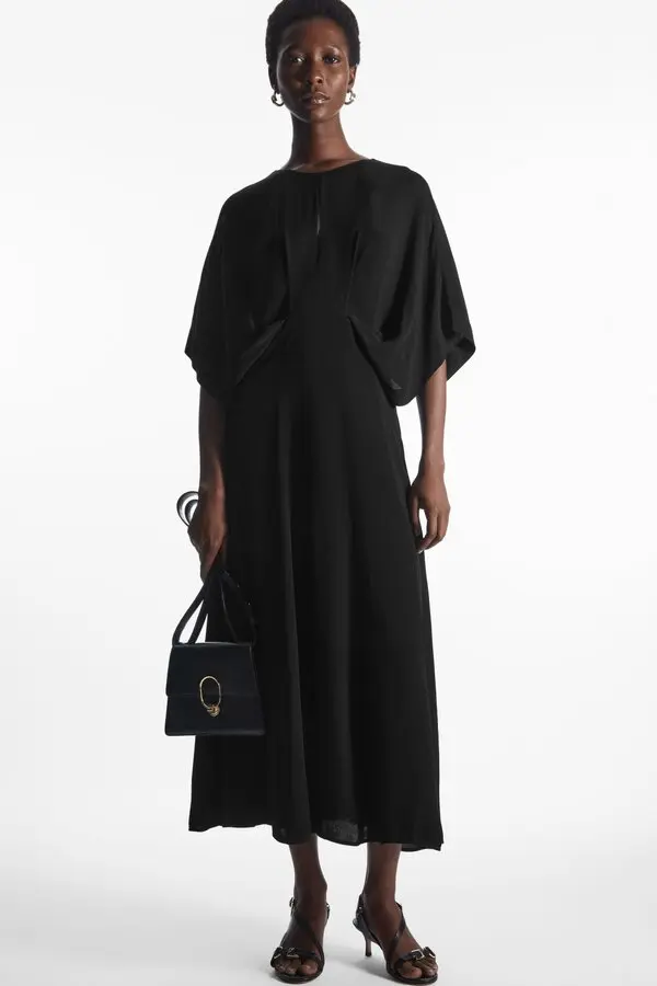 cos draped pleated maxi dress Cos Draped Silk Maxi Dress