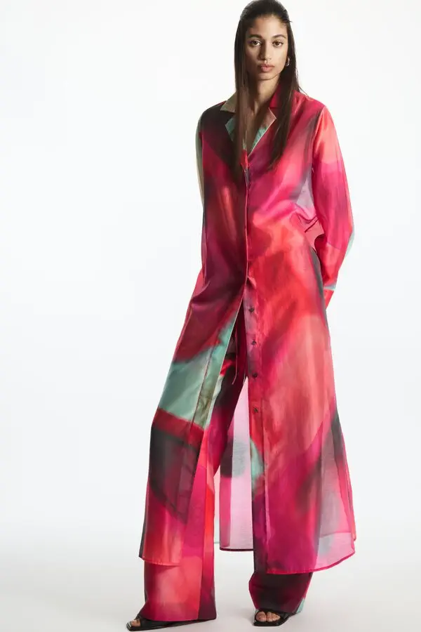Cos Printed Maxi Shirt Dress