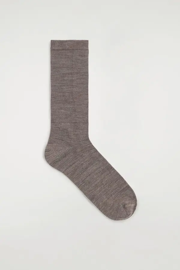 Cos Ribbed Wool Blend Socks - Beige