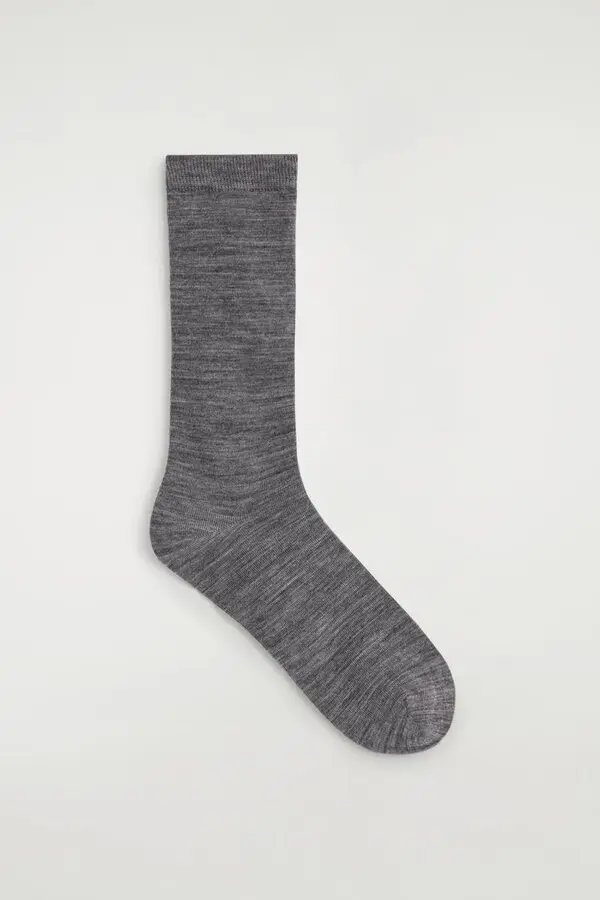 Cos Wool Blend Ribbed Socks - Gray