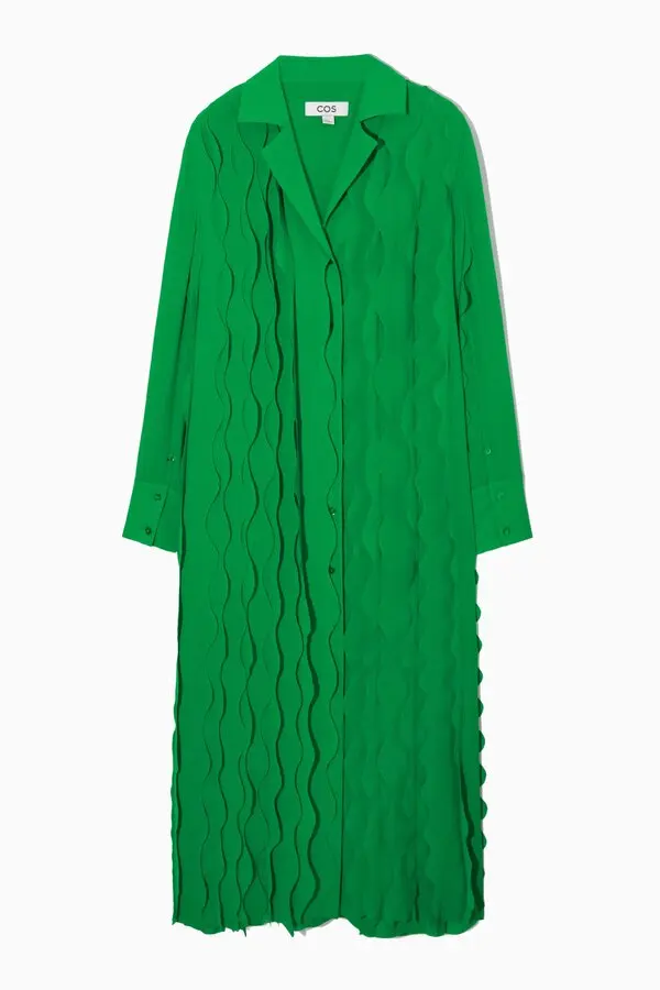 Cos Ruffled Maxi Shirt Dress In Green - 60% Off | Editorialist