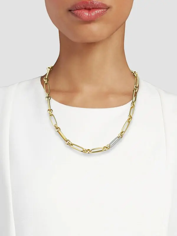 Roberto Coin Two-tone 18k & 0.38 Tcw Diamond Paper Clip Chain Necklace/18