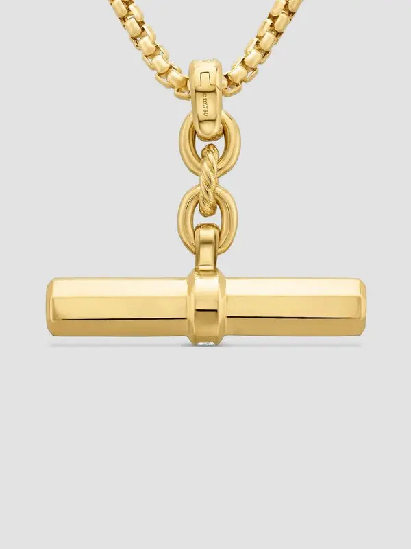 David Yurman Lexington E/w Barrel Pendant In 18k Yellow With Diamonds, 32mm