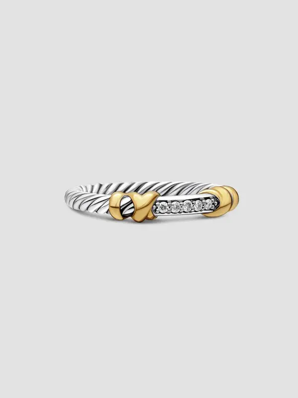 David Yurman Petite Helena Wrap Band Ring In Sterling Silver - Diamond