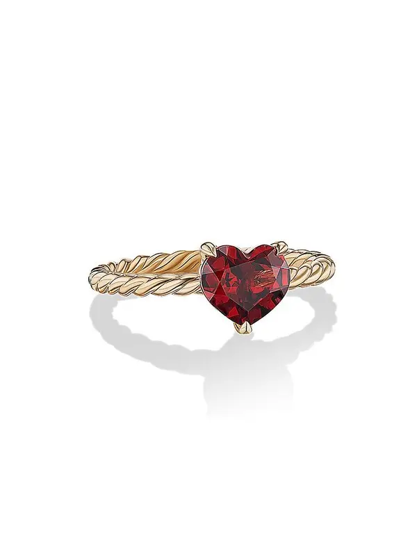 David Yurman Chatelaine Heart Ring In 18k Yellow Gold With - Garnet