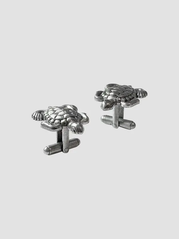 LINK UP Turtle Rhodium-plated Brass Cufflinks - Silver