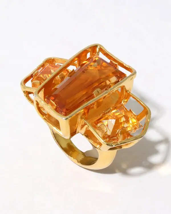 Alexis Bittar Archive Modern Geometric Framed Stone Ring