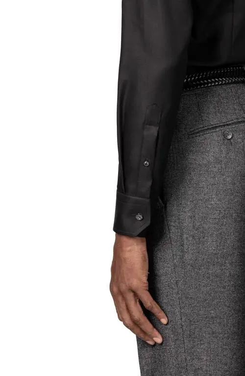 Eton Contemporary Fit Diagonal Weave Dress Shirt - Black