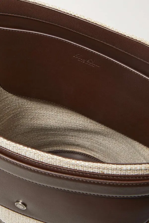 Loro Piana Daydream Leather-trimmed Striped Canvas Bucket Bag