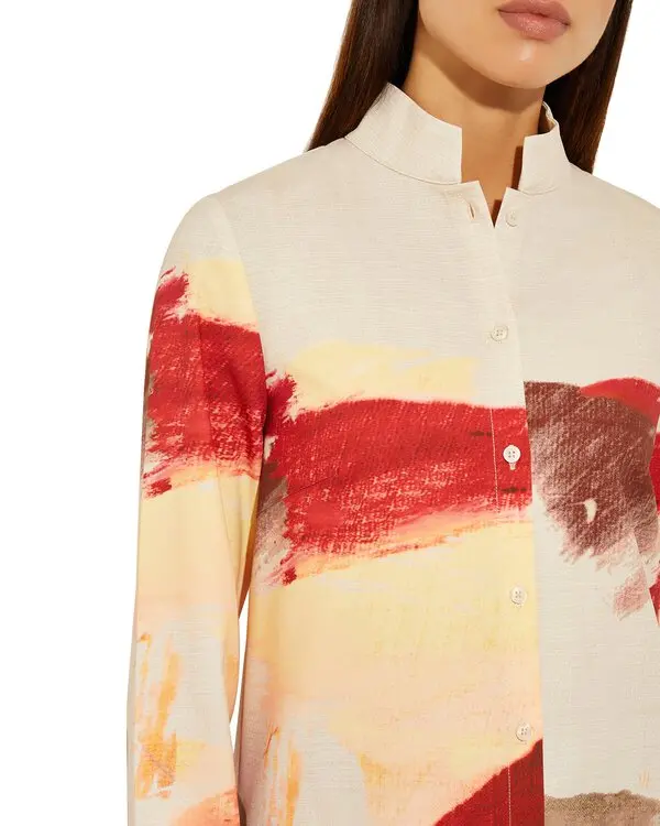 Misook Brushstroke Print Shirt Jacket