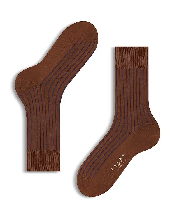 Falke Shadow Mercerized Dress Socks - Brown