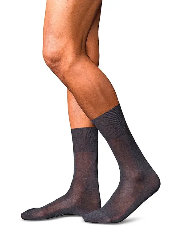 Falke No. 9 Fil D'ecosse Mercerized Dress Socks - Anthracite Melange