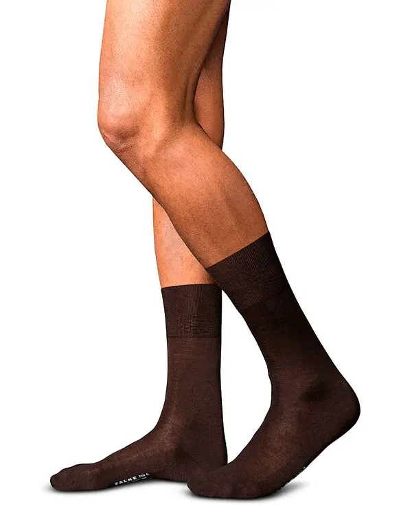 Falke No. 6 Merino Wool, Silk & Nylon Dress Socks - Brown
