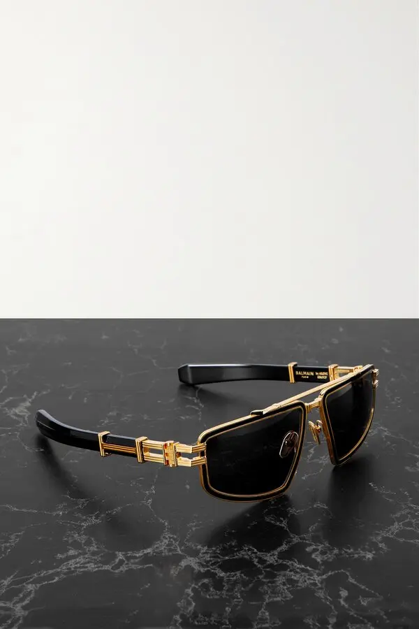 Balmain Titan Aviator-style Gold-tone And Acetate Sunglasses