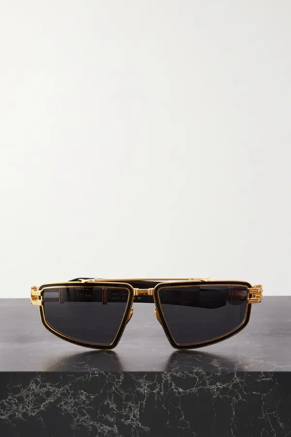 Balmain Titan Aviator-style Gold-tone And Acetate Sunglasses