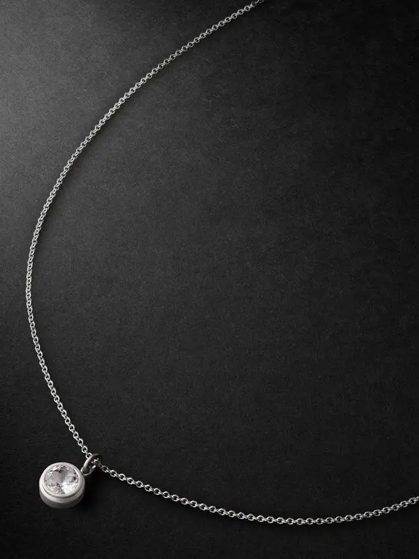 42 SUNS 14-karat White Gold Topaz Pendant Necklace - Silver