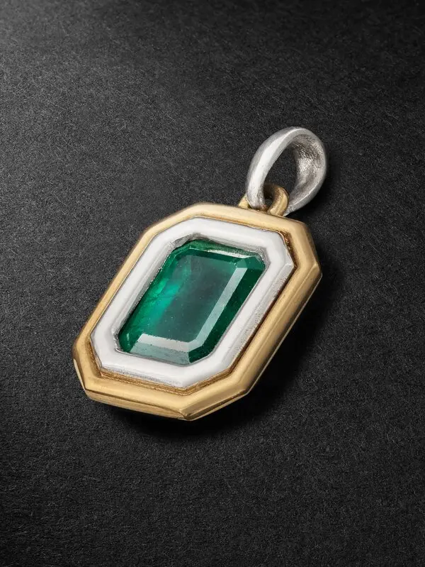MAOR M.cohen Equinox Xsmall 18-karat Gold, Platinum And Emerald Pendant - Green