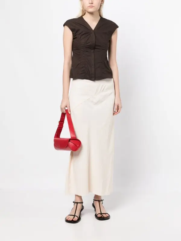 Low Classic Cap-Sleeve Cotton Shirt In Brown - 51% Off