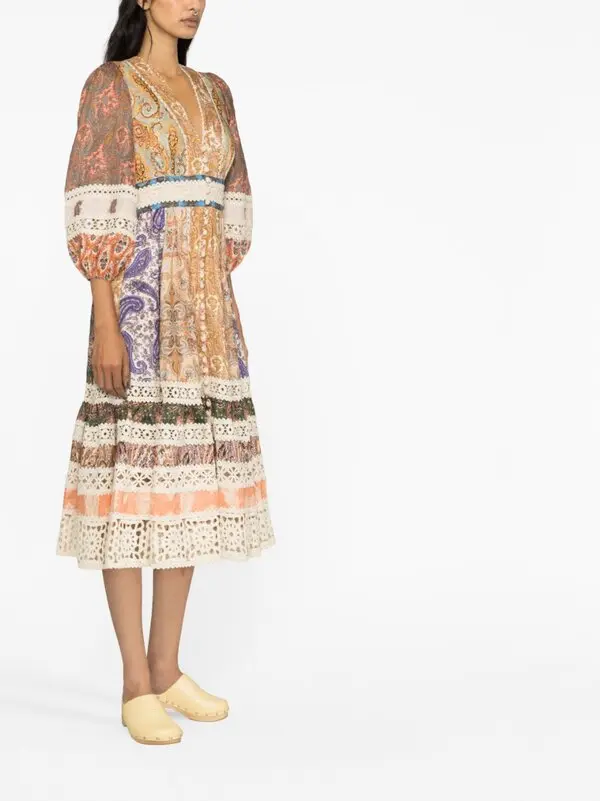 Zimmermann Devi Printed Linen Midi Dress