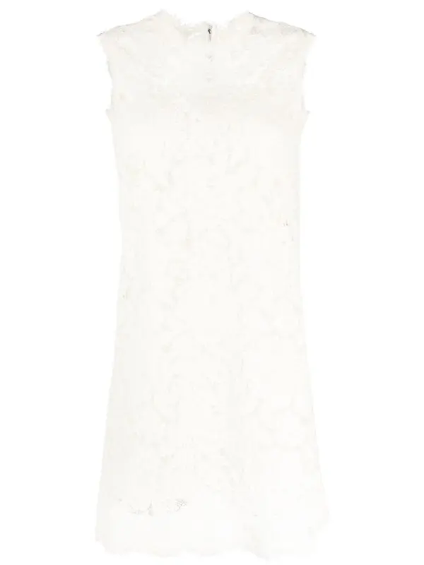 Dolce & Gabbana Mini Sleeveless Lace Dress - Neutrals