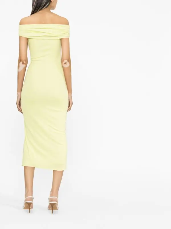 SELF-PORTRAIT Off-shoulder Draped Midi Dress