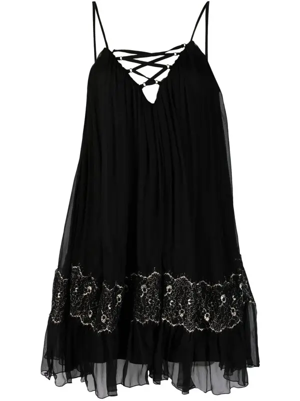 NISSA Strap-detail Silk Mini Dress