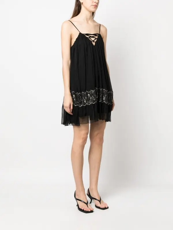 NISSA Strap-detail Silk Mini Dress
