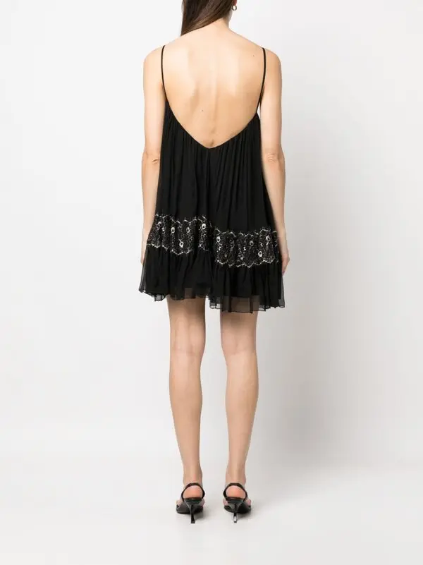 NISSA Strap-detail Silk Mini Dress