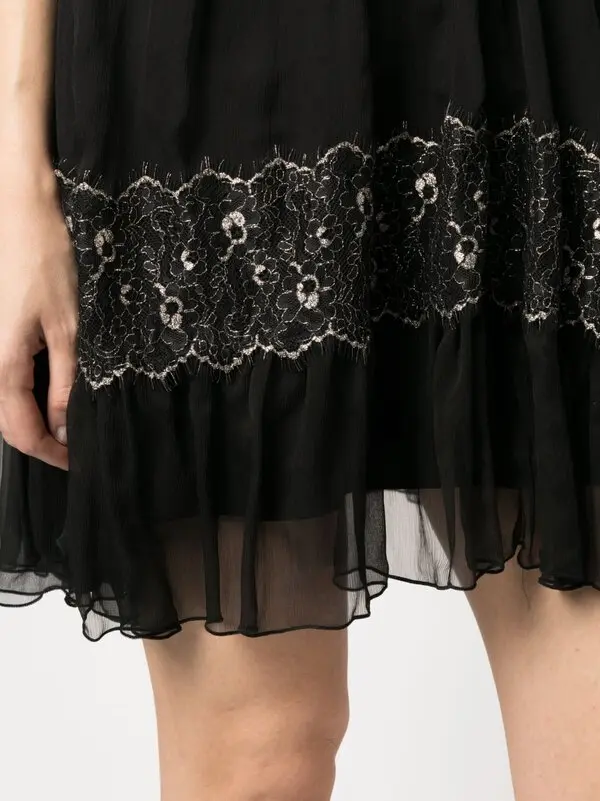 NISSA Strap-detail Silk Mini Dress